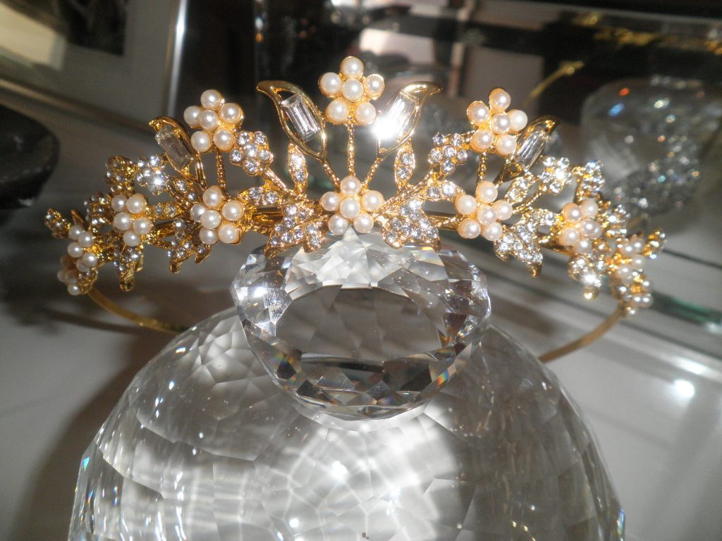New Gold & Pearl Flower Tiara (Code 31) | Dance Costume Supplies