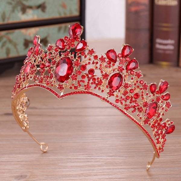 New Tall Red & Gold Crystal Tiara (Code T99) | Dance Costume Supplies