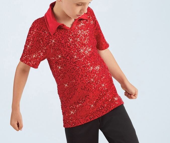 MC Preloved Solo Weissman Boys Red Sequin Shirt Top Size MC | Dance ...