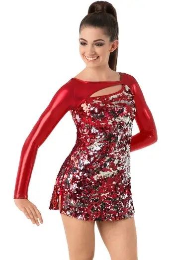 MA Preloved Solo Balera two Way Red Sequin Long Sleeve Costume Size MA ...
