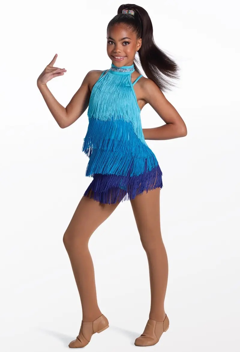 MA Preloved Solo Weissman Multi Blue Coloured Fringe Costume Size MA No ...